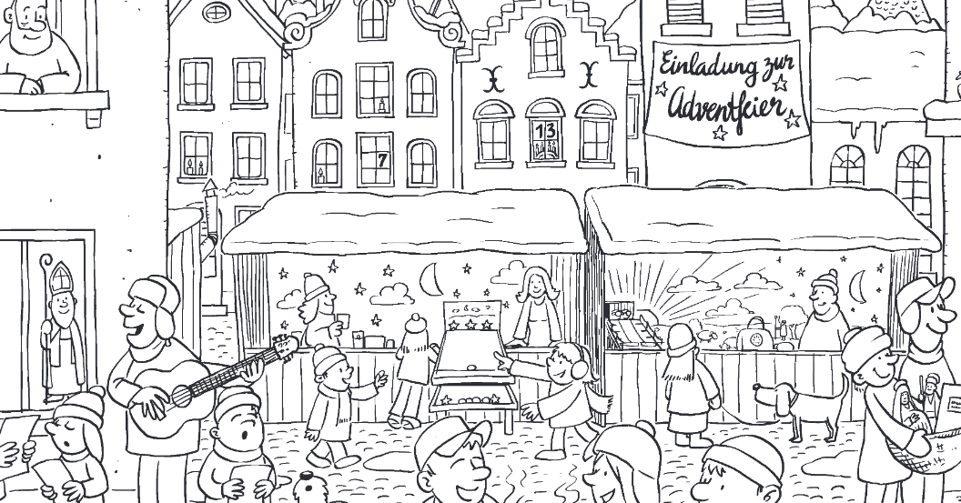 Ausmal- und Suchbild zum Advent